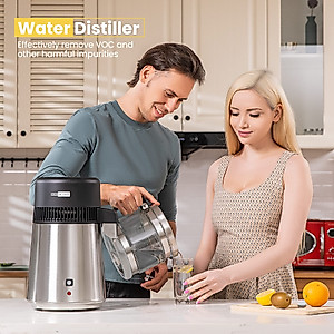 VIVOHOME Water Distiller Countertop 1.1 Gallon/4L Brushed 304 Stainless Steel Distilled Water Machine with an Extra Smart Switch Purifier Filter for Home Office