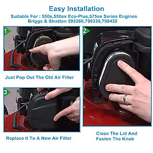 593260 Air Filter 593260 798452 334404 Air Cleaner Cartridge Filter, Lawn Mower Air Cleaner Replacement Filters for 4247 5432 5432k 09P00 09P702 550E 500EX 550EX 625 575EX Series Engine (2 Pack)