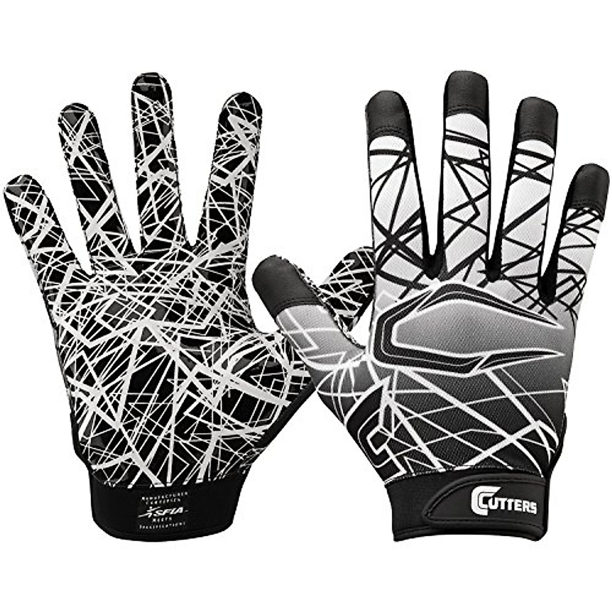 CUTTERS Game Day No Slip Football Gloves, Youth and Adult Sizes, Receiver Glove with High Tack Silicone Grip, Superior Support and Protection for All Ages, Guantes de Football, 1 Pair, Large