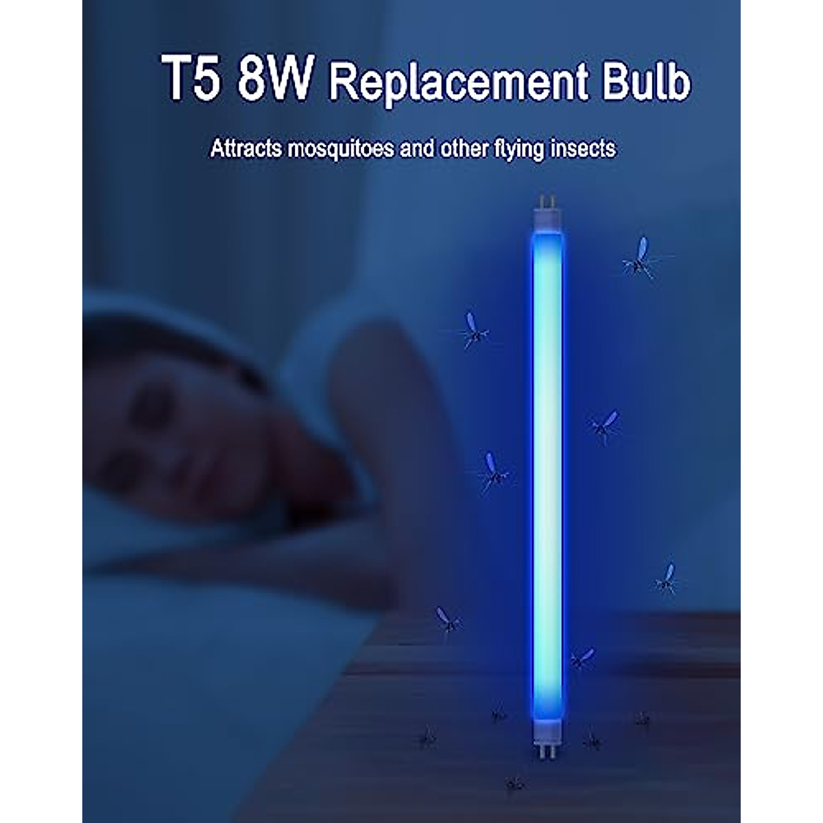 Dichroma 4 Pack T5 8W Replacement Bulb for Faicuk WS108 Wall Sconce Fly Light Trap, 12 Inch F8T5/BL UVA Fluorescent Led Bug Zapper Bulbs