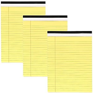 Emraw Yellow Legal Pads 8.5 x 11.75 – Canary Yellow Micro Perforated Edge Legal Ruled Universal 50 Sheets Letter Size Writing Pad (Pack of 3)