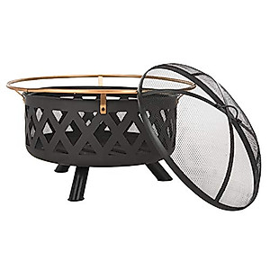 Safavieh PIT2003A Outdoor Collection Bryce Copper and Black Round Fire Pit