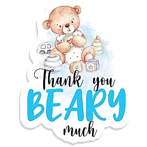 Cute Thank You Beary Much Blue Bear Boy Thank You Stickers Labels,Bear Lover Party Sticker for Boy Birthday Party Favor Label Decorations(10 in,80 Labels)