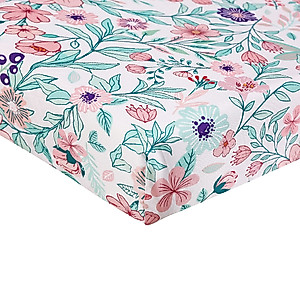 Jupeollon Crib Sets for Girls Giraffe Floral Baby Nursery Crib Bedding Set for Girl Toddler 4Piece Included Crib Comforter Fitted Sheet Crib Skirt Blanket Pink White