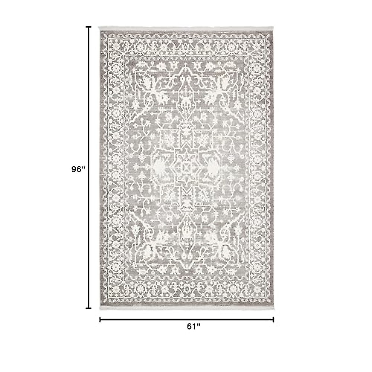 Unique Loom Traditional Classic Intricate Design with Distressed Vintage Detail, Area Rug, 5 ft x 8 ft, Gray/Ivory