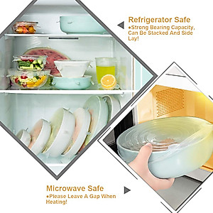 LELE LIFE 4 Pack Same Size Silicone Stretch Lids, Thicker Reusable Durable Silicone Container Cover, Expandable Food Storage Covers, Dishwasher and Freezer Safe, 3.75in(9.5cm)