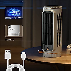 Evaporative A𝐢r Cooler, Portable A𝐢r Conditioner USB Cooler Fan, Household Dormitory Office Desktop Humidification Electric Fan for Office Bedroom Travel Camping (WH)