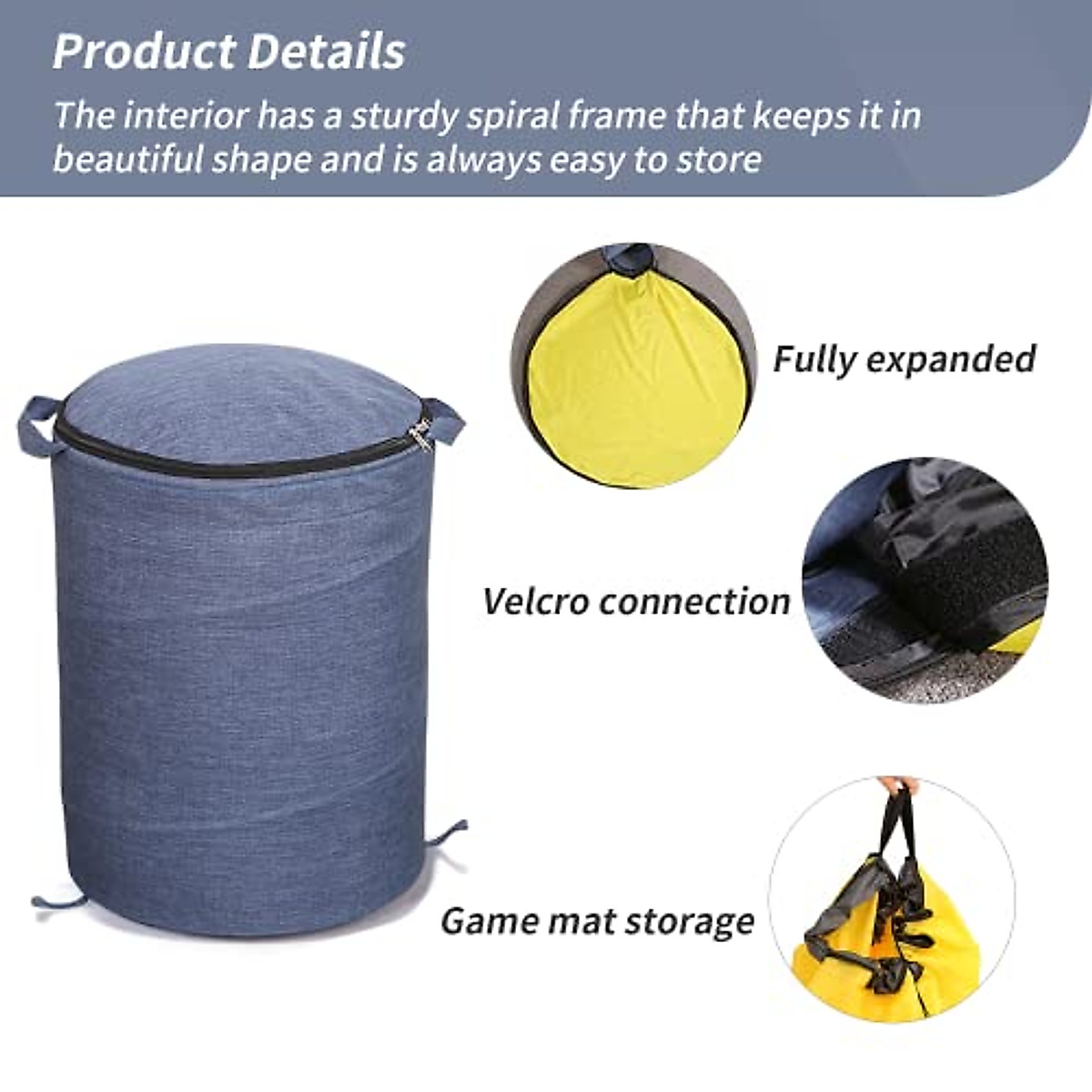 Toy Storage Organizer and Play Mats,Large Toy Basket Toy Storage Bags for Foldable Canvas Basket,Toy Clean Up & Storage Container SuitableWashable Drawstring Play Mat,Suitable for Small Toys (Blue)