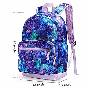 Choco Mocha Galaxy Backpack for Girls Travel School Backpack 17 Inch, Purple