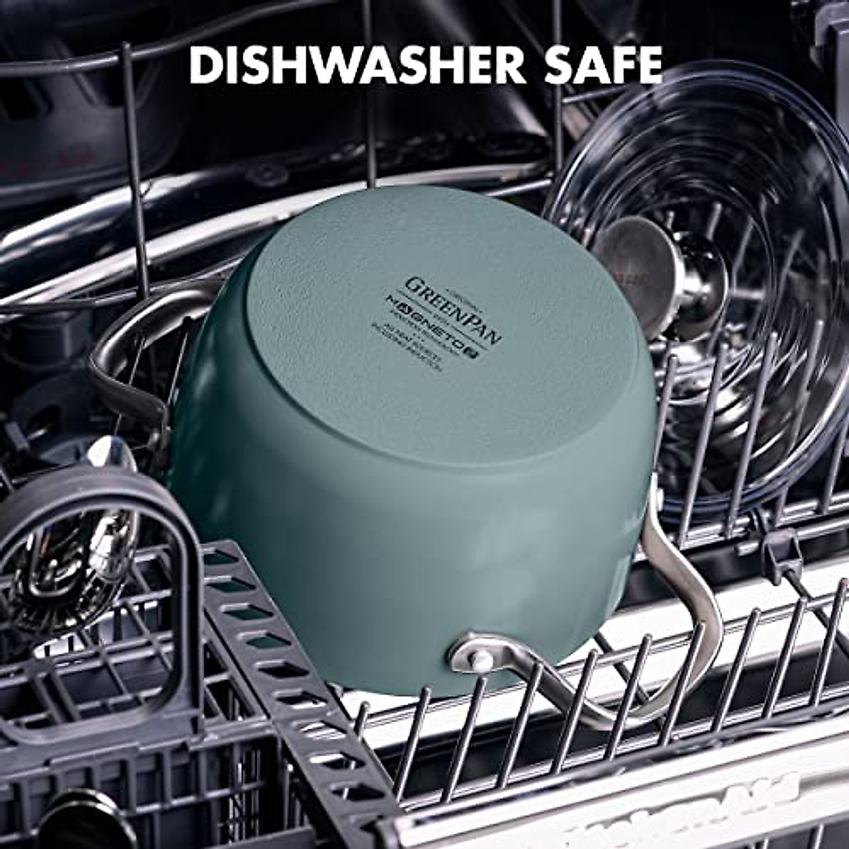 GreenPan Healthy Ceramic Nonstick, 2QT Rice Grains and Soup Maker, Caldero Pot with Lid, PFAS-Free, Induction, Dishwasher Safe, Oven Safe, Smokey Blue