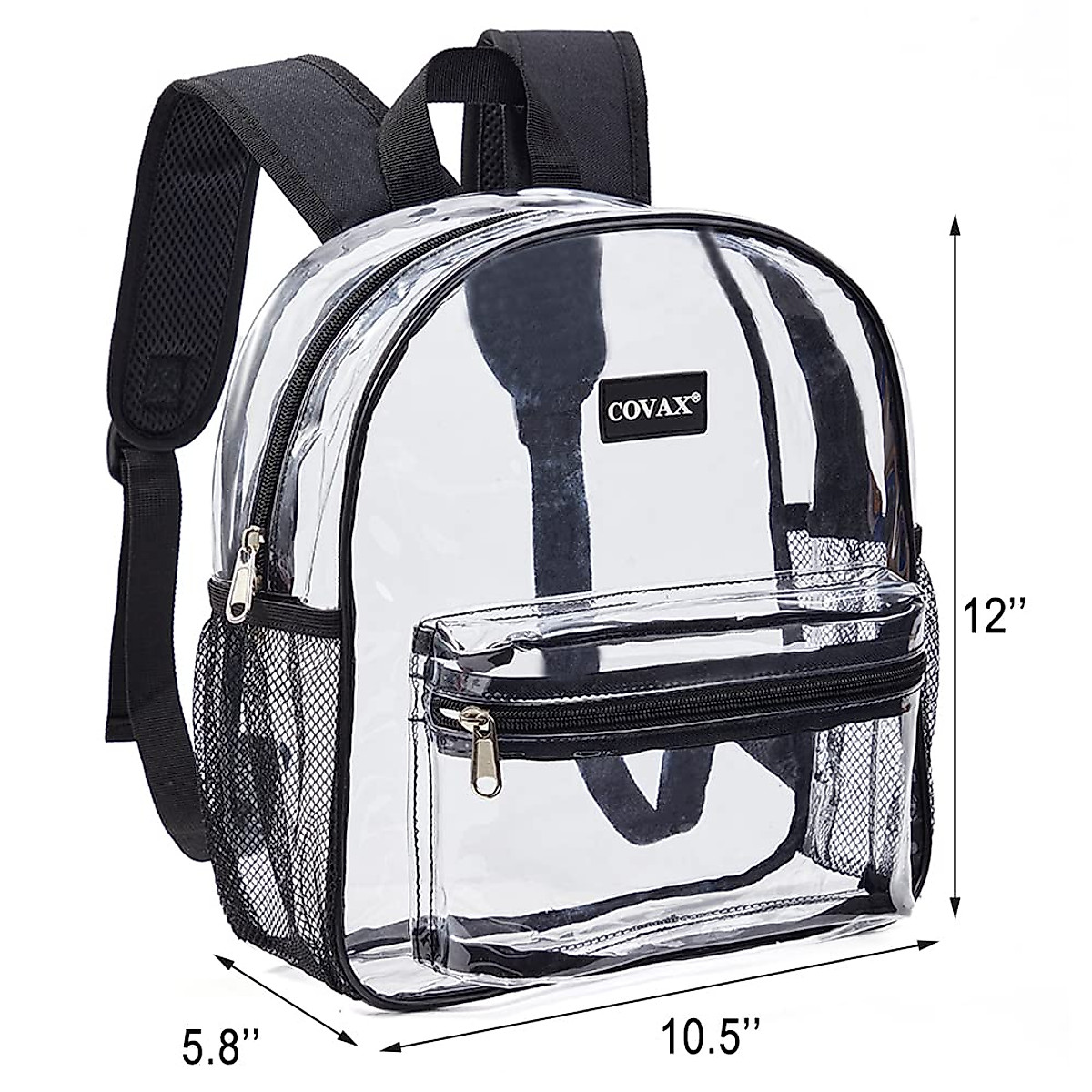 COVAX Clear Backpack,Stadium Approved Clear Transparent Backpack , See Through Backpack with Reinforced Straps for School, Concerts, Security, & Sporting Events