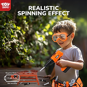 TOY Life Kids Tool Set with Kids Tool Belt & Toy Drill, Toddler Tool Set for Kids Pretend Play, Toy Tools Construction Tools Halloween Tool Costume Kids Tool Kit for Boys Girls 3 4 5 6 7 8 Years Old