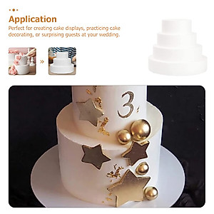 SHERCHPRY 4pcs Craft Shapes Foam Wedding Decor Cake Decorating Foams Cake Simulated Cake Model Cake Practice Round Cake Dummies 6 Cake Tier Faux White Flowers Practice Tools To Rotate