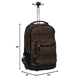 Rockland Single Handle Rolling Backpack, Leopard, 19-Inch