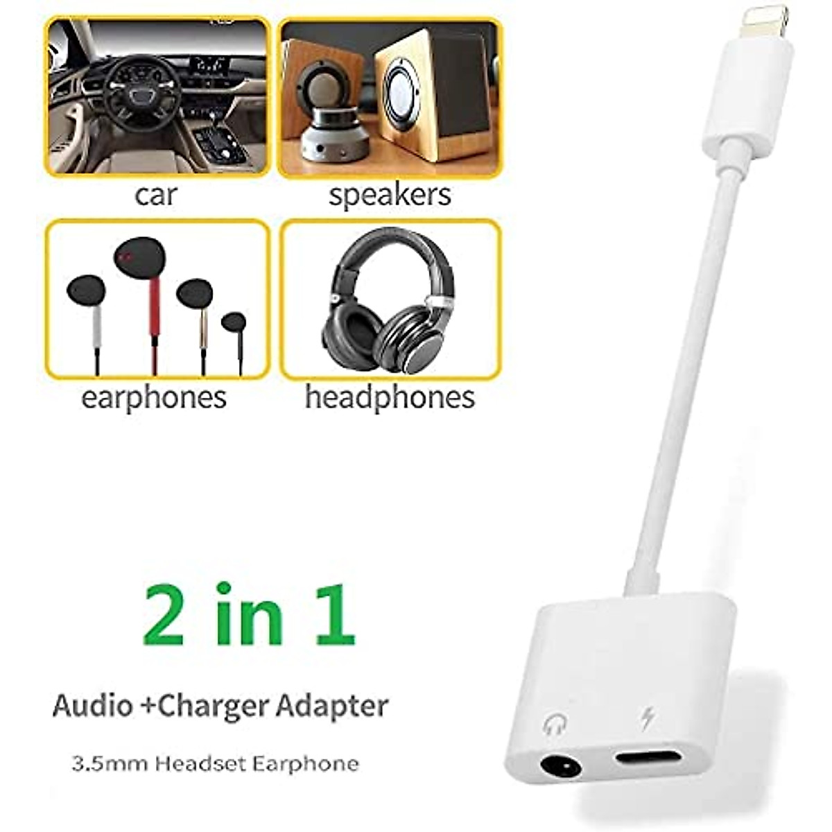 Lightning to 3.5mm Headphones Jack Adapter for iPhone, iPhone Headphones Adapter Dongle Aux Audio Charger Splitter Compatible with iPhone 12/11/XS/XR/X 8 7,iPad-Support All iOS [Apple MFi Certified]