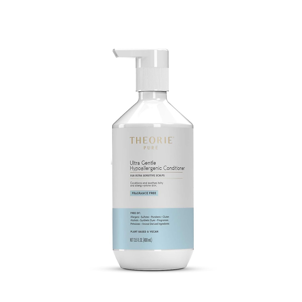 Theorie Pure Collection Hypoallergenic Conditioner-Plant & Vegan - Conditions, Soothe Itchy & Allergy Prone Skin - Fragrance-Free - Ultra Sensitive Scalp, Pump Bottle - 400mL - Pack of 1