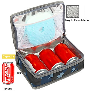 FlowFly Small Insulated Lunch box Portable Soft Bag Mini Cooler Thermal Meal Tote Kit with Handle for Work & School, Camo