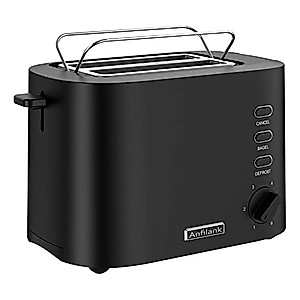 Anfilank Toaster 2 Slice, Wide Slots with Warming Rack, Cancel, Bagel, Defrost Function, 6-Shade Settings, Removable Crumb Tray and High Lift Lever Classic Bread Toaster, 900W BPA free(Black)