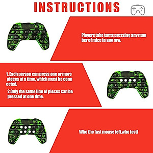 BEVEEN Game Controller Gamepad Shape Push Pop Bubble Fidget Sensory Toy,Silicone Stress Reliever Push Pop Fidget Toy, Squeeze Sensory Toy for Kids, Educational Game Toy Gift for Kids (Red / Black)