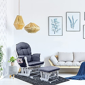 TOPINCN Glider Rocker Replacement Cushions Cover Set, Soft Velvet Cotton Chair Cushion + Stool Pad Set Warm Cover Rocking Chair Cushions Total Chair Pad Cushion for Home Office, Gray