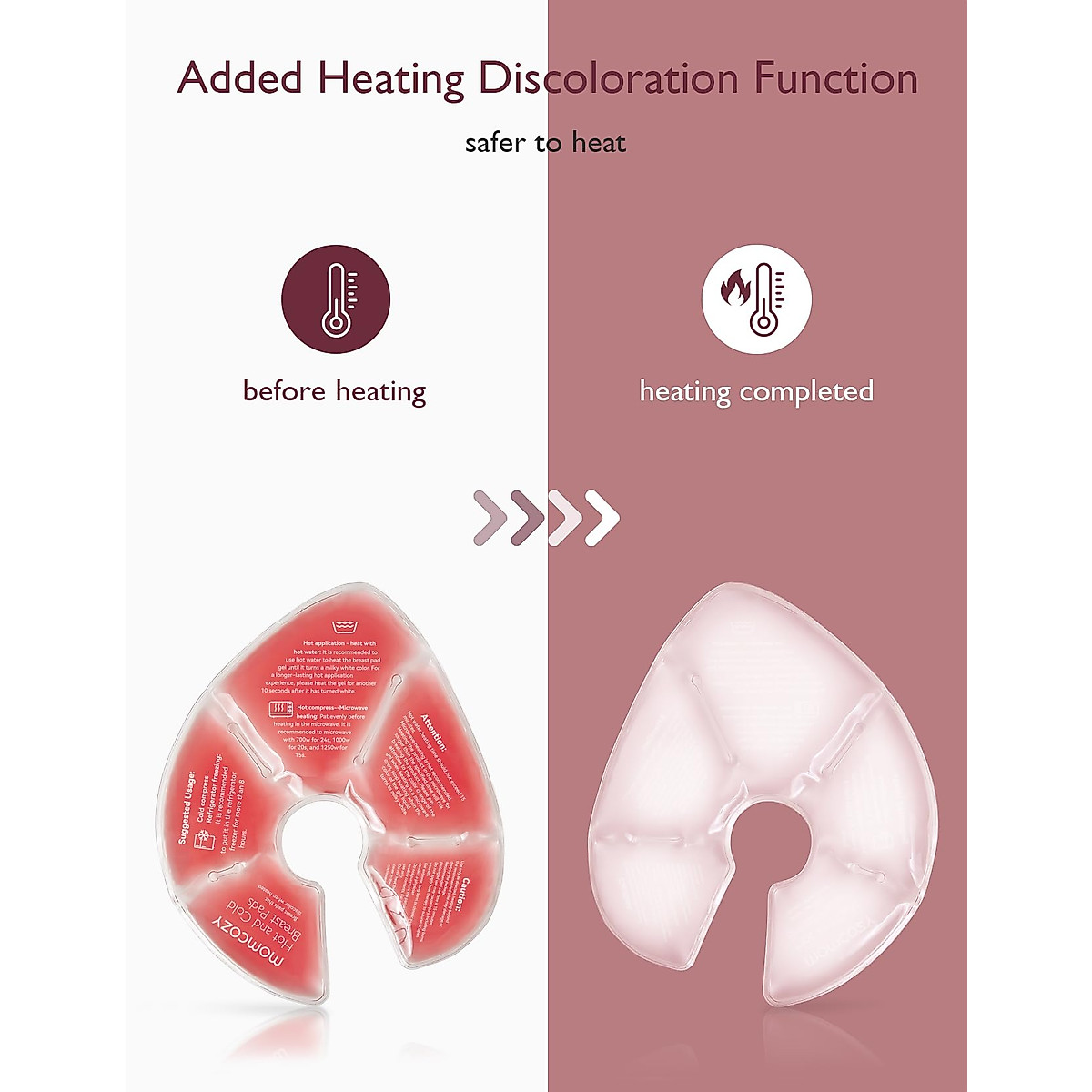 Momcozy Large Reusable Breast Therapy Packs, Temp-Sensing Hot and Cold Gel Breast Pads, Breastfeeding Essentials for Relieve Clogged Ducts, Nipple Pain, Improve Milk Flow, Engorgement, 2 Pack