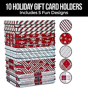 Gift Card Holder Tin Boxes for Christmas - 10 Unique Tins Holders with Lids for Gift Cards & Money - Perfect for Birthday Easter Valentines Any Holiday - Custom Red White Boxed for Easy Gift Giving
