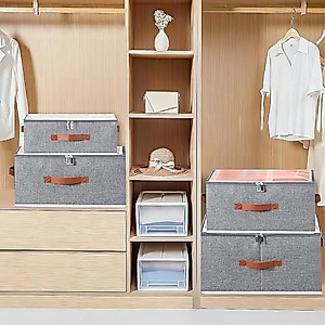 OUTBROS Large Storage Bins with Lid, Foldable Storage Bags and Handle, Zipper Storage Boxes, Used for storing clothes, blankets, pillows, 19.7 x 15.7 x 11.8 inch, 2-Pack