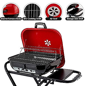 CUSIMAX Charcoal Grill Portable Grill Folding Barbecue Grill Outdoor Cooking Grills & Smokers for BBQ Camping Patio Picnic Backyard, 18.5-Inch, Black
