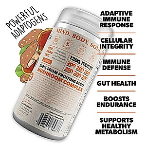 Mushroom Immunity Capsules by Core Culture, Mushrooms Powder Blend of Lions Mane Supplement, Cordyceps, Reishi + More, Organic Mushroom Supplement Pills for Energy & Immune Support, 60 Capsules