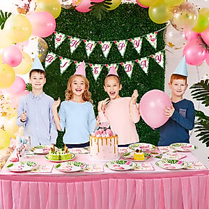 WERNNSAI Flamingo Plates and Napkins Set - Serves 50 Guests 100 PCS Hawaiian Luau Party Supplies Disposable Tableware Set Dinner Luncheon Plates Napkins for Birthday Baby Shower Wedding Party