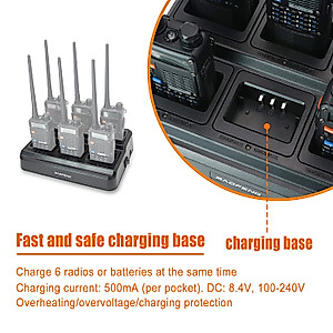 BAOFENG UV-5R Six-Way Charger Multi-Unit Charger Station for BF-F8HP UV-5R UV-5RE UV-5R Retevis RT-5R RT-5RV Mirkit UV-5R MK4 Walkie Talkie and Battery(1Pack)