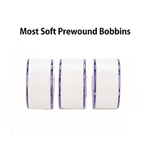 Simthread 144pcs White 90 Weight WT(60S/2) Prewound Bobbins Thread Size A Class 15 Plastic Sided for Brother Babylock Embroidery Thread Sewing Thread Machine DIY