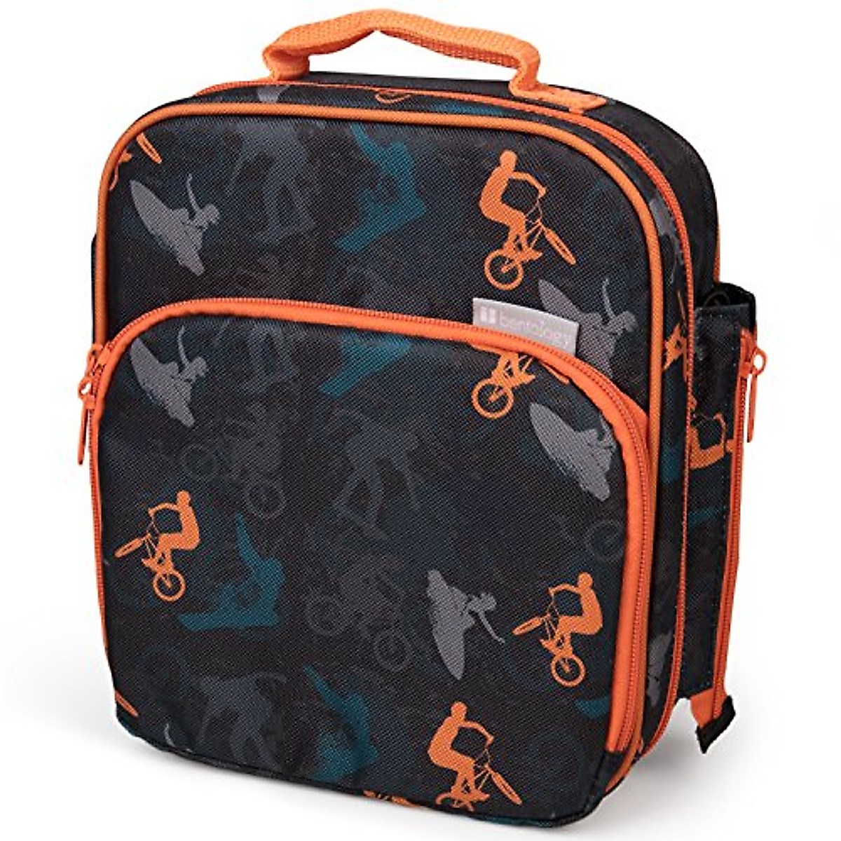 Insulated Lunch Box w Snack Pocket & Water Bottle Holder- Boys or Kids School Lunchbox Tote Keeps Food Hotter or Colder Longer- Reusable Bag Fits Most Bento Boxes Ice Packs Nesting Containers- Sports