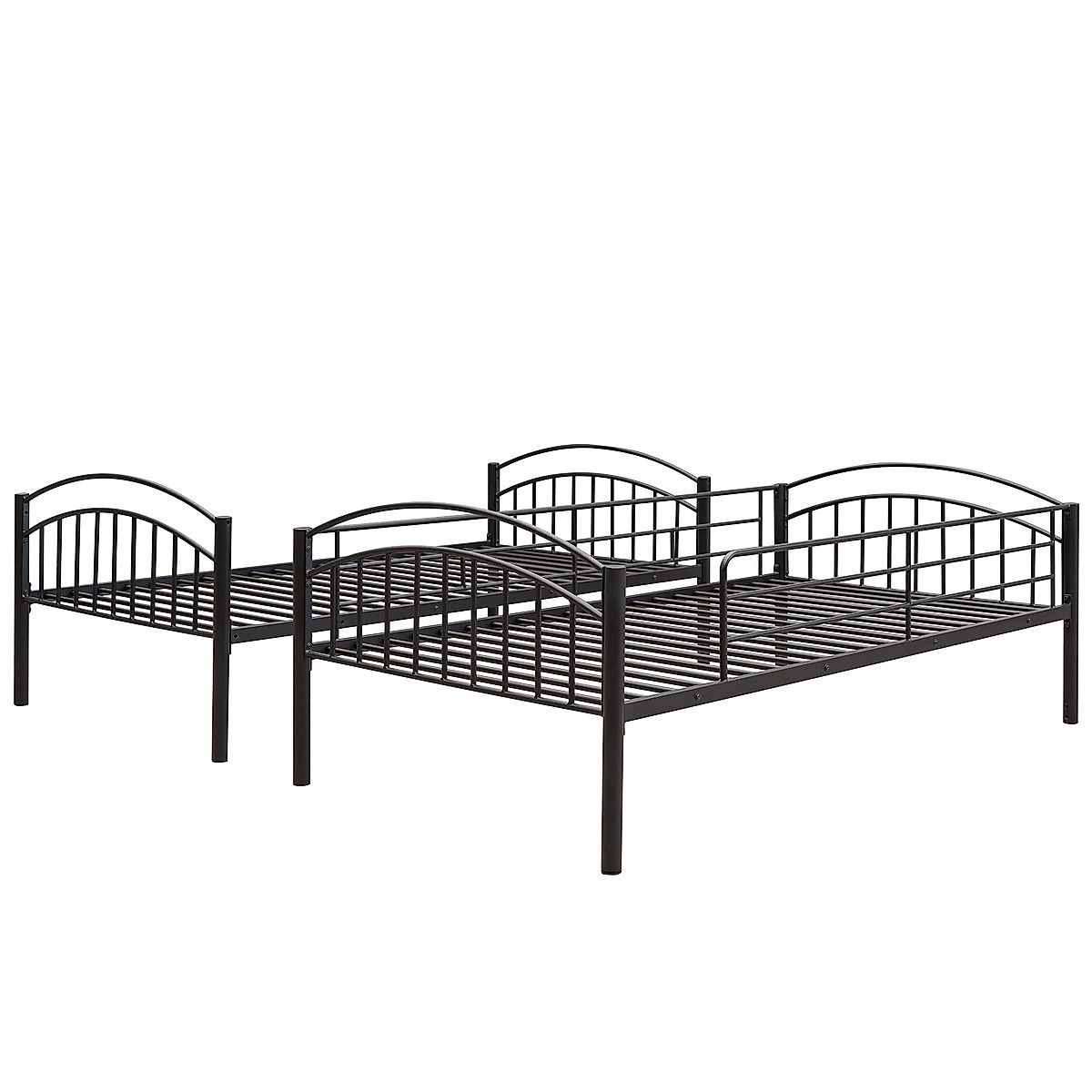 Metal Bunk Bed Frame for Kids, Twin Over Twin with headboard and Footboard (Black)