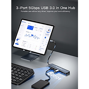 USB C Hub, DockteckExpand 7 in 1 USB-C Multiport Adapter with 4K HDMI, 100W Power Delivery, 3 USB 3.0 Ports, SD/TF Card Reader, for MacBook Pro/Air, iMac, iPad Pro, Surface Pro 7/8, XPS, HP and More