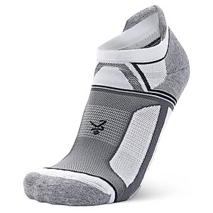 Balega Hidden Contour Upcycled Impact Resistance / Cushioning Performance No Show Athletic Running Socks for Men and Women (1 Pair) White/Grey, Medium