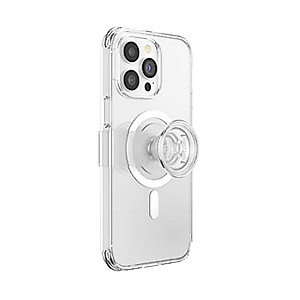 PopSockets iPhone 14 Pro Max Case with Phone Grip and Slide Compatible with MagSafe, Wireless Charging Compatible - Clear