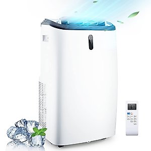 Portable Air Conditioner - Rintuf 12000 BTU Portable AC, Cools Rooms up to 550 Sq.ft, Also as Dehumidifier & Fan & Smart Timer, with Handy Remote, Washable Filter, Universal Wheels, Window Kit