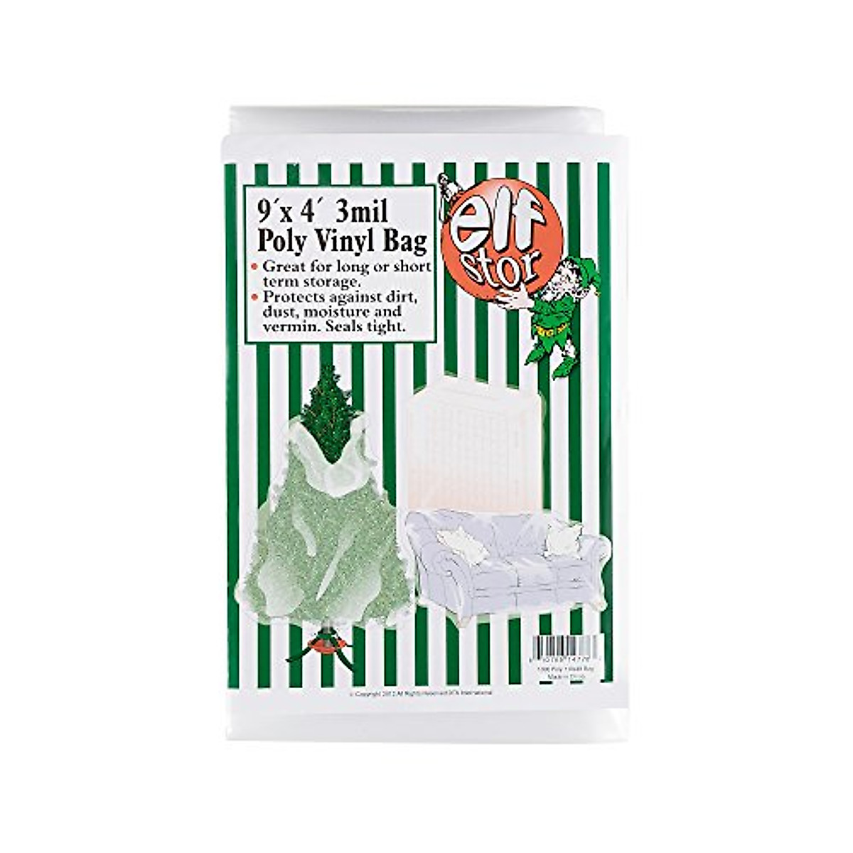 Tree Storage Cover or Disposal Bag- For Christmas Trees up to 7.5 Ft Tall-Store Artificial Trees Upright & Decorated All Year Long by Elf Stor (Clear)