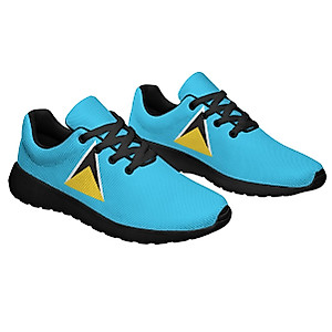Saint Lucia Flag Shoes for Men Women Running Sneakers Breathable Casual Sport Tennis Shoes Black Size 7