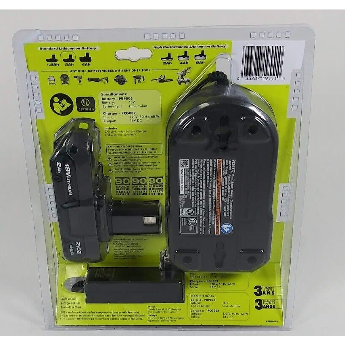 Ryobi One+ 18v Lithium Ion 2.0ah Battery and Charger Kit, Extreme Weather Performance Fast Charging Under 1 hour