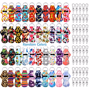 KPX 40Pcs Chapstick Holder Random Color Keychain with Metal Clip Cords, Lip Balm Holder Chapstick Keychain Holder Bulk for Lipstick Chapstick Tracker Safeguard