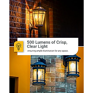 Sunco 6 Pack LED B11 Light Bulb Dusk to Dawn Candelabra, 5W Equivalent 40W, CRI91 2700K Soft White, 500 Lumens, Edison Vintage Filament E12 Base, Photocell Sensor for Sconces Chandeliers - UL