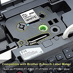 24mm Label Tape Compatible with Brother P Touch TZ Tape 24mm 0.94 Laminated White/Red/Blue/Yellow/Green Tz TZe-251 TZe251 TZ-251 TZ251 TZe-451 TZe-551 TZe-651 TZe-751 1 Inch Tape, Total 9-Pack