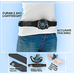 Skywin VR Tracker Belt and Tracker Strap (1 Belt and 4 Hand/Foot Straps) for HTC Vive System Tracker Pucks - Adjustable Straps for Hand and Foot for Full-Body Tracking in Virtual Reality