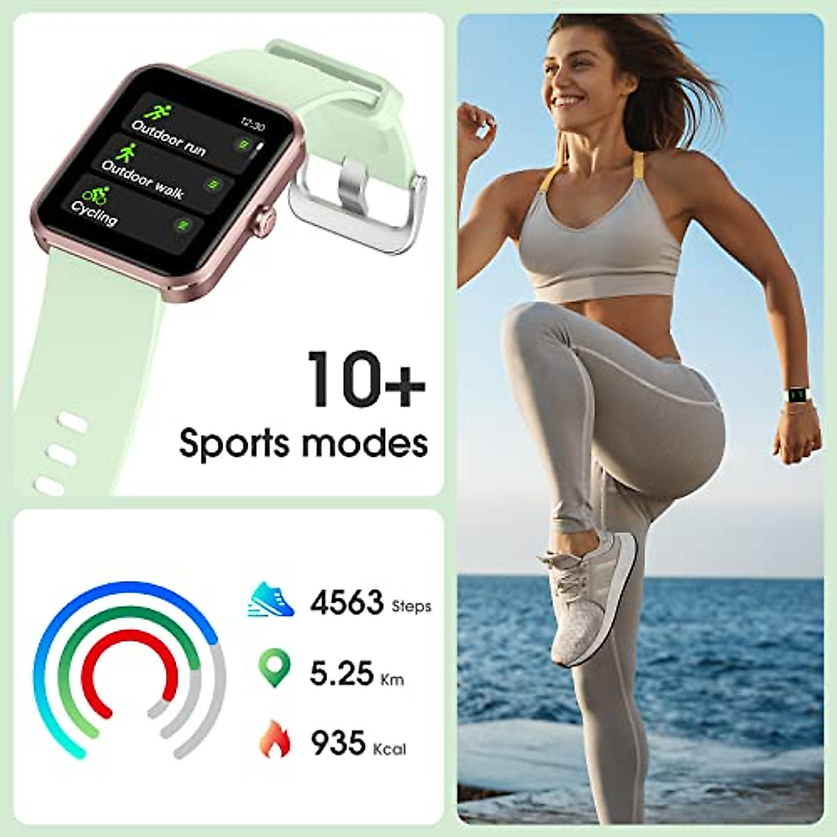 Pautios Smart Watch, Fitness Tracker Without Smartphone, Blood Oxygen Heart Rate and Sleep Monitor, IP68 Waterproof Pedometer Watch, 42mm Fitness Watch for Women Men, Step Counter