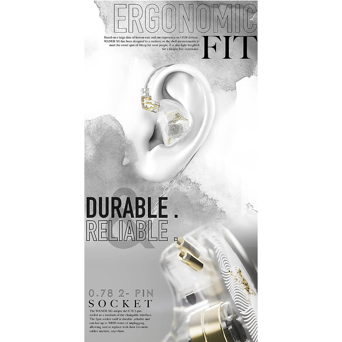 Linsoul TANGZU Wan’er S.G HiFi 10mm Dynamic Driver PET Diaphragm in-Ear Earphone with Ergonomic Shape, Detachable 2Pin OFC Braided Cable for Audiophile Musician DJ Stage (Black, Wan’er S.G)