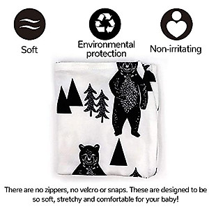 Newborn Swaddle Blanket with Beanie Set,Soft Stretchy Cocoon Sack for 0-3 Months Baby Boys and Girls(Ink Bear)
