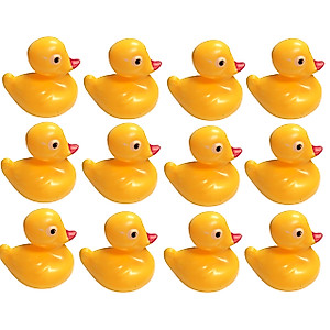 Floating Weighted Duckies (12 Pack) Plastic Yellow Duck Pond Floater. (2.75") Fun Bath Tub Pool Play Toy. (Yellow)
