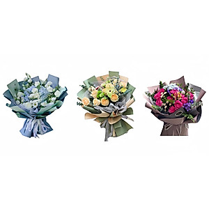 Rikyo 24 Counts Waterproof Fresh Flowers Wrapping Paper,Double-Sided Packaging Florist Bouquet Paper,Valentine's Day Flower Bouquets Wrapping Paper 12 Colors 22.8 x 22.8
